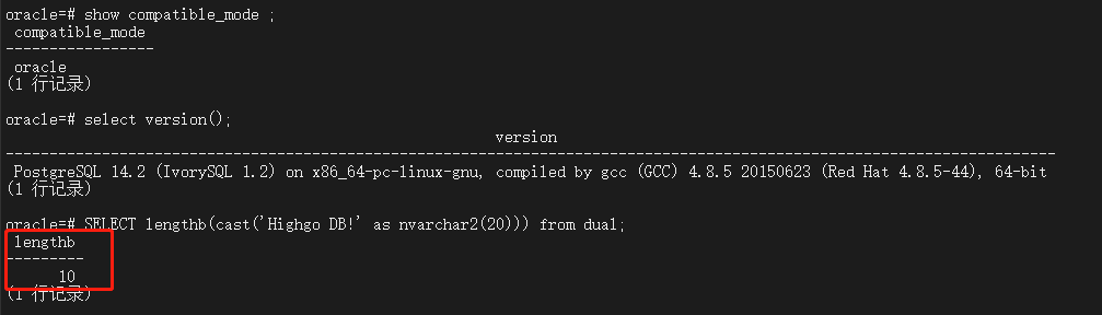When the type is nvarchar2, the result of using the lengthb function is inconsistent with Oracle ...