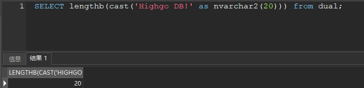 When the type is nvarchar2, the result of using the lengthb function is ...