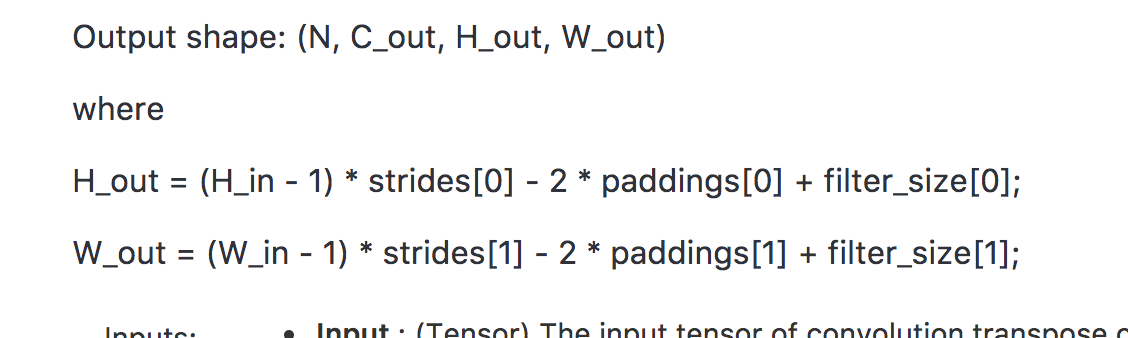 Equation for conv2d_transpose is not in latex equation format · Issue ...