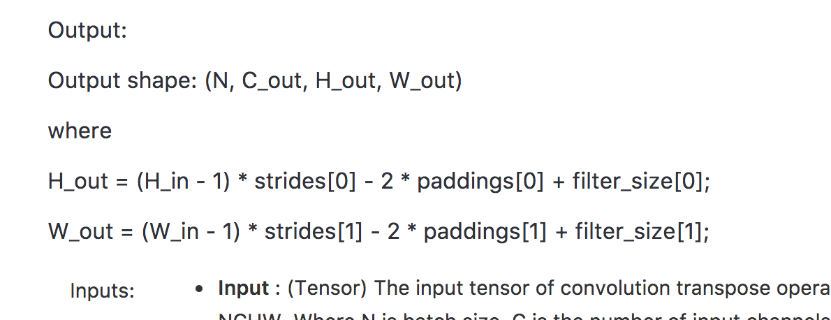 Equation for conv2d_transpose_cudnn op should be in latex equation format · Issue #6247 ...