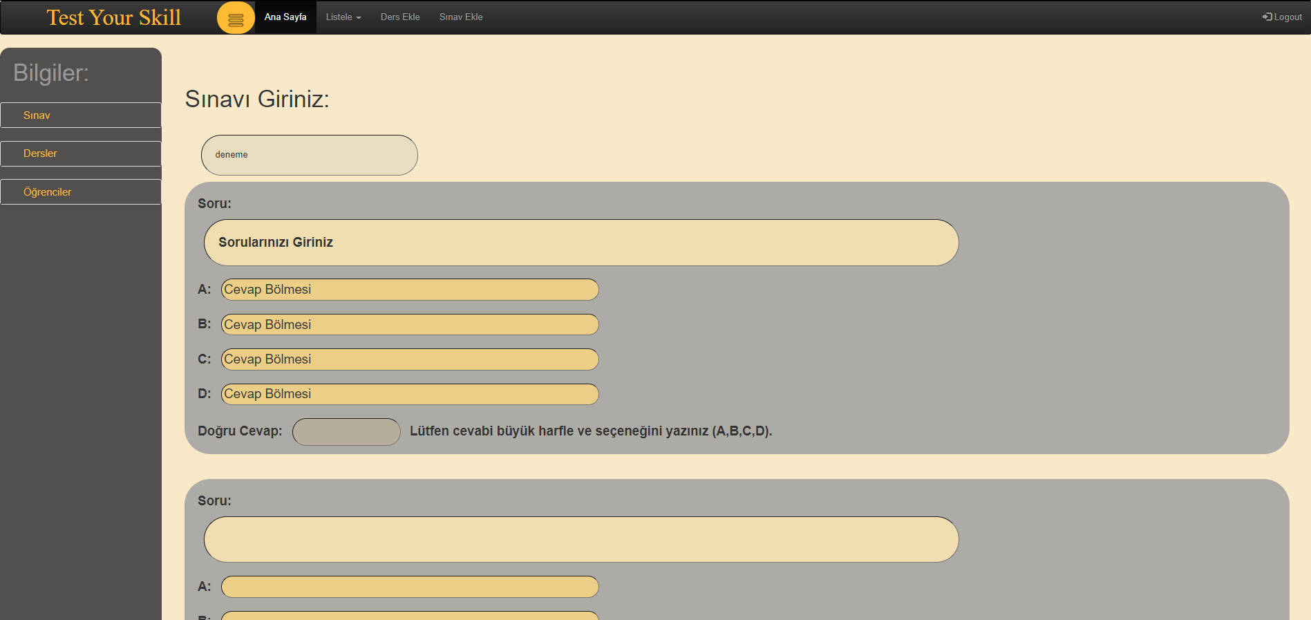 GitHub - ceydatekin/QuizGame: Online Sinav Sistemi