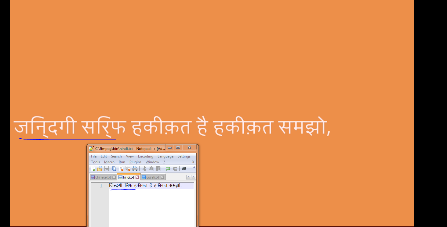 drawtext issue when apply hindi language font file or other language font file. · Issue #1635 ...