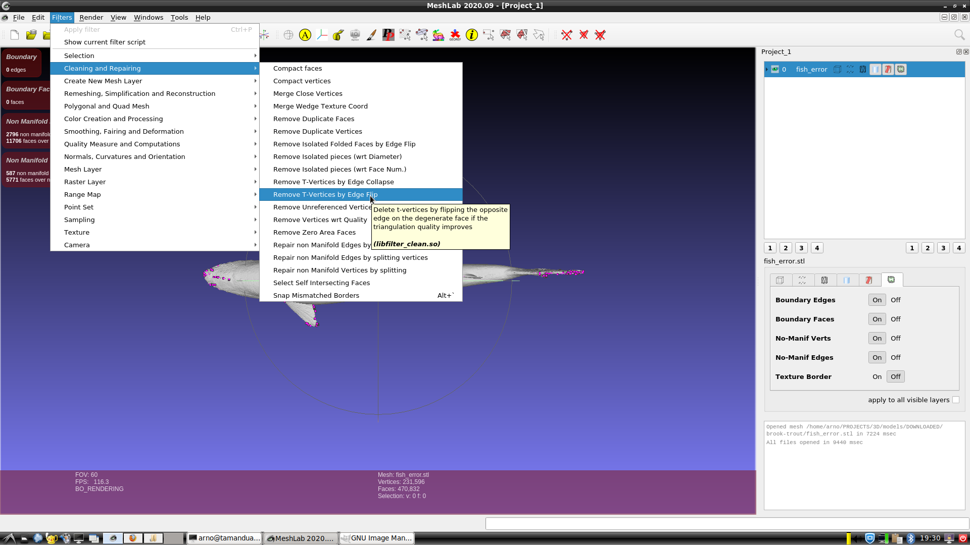 Assertion when applying filter "Remove T-Vertices by Edge Flip" · Issue #827 · cnr-isti-vclab ...