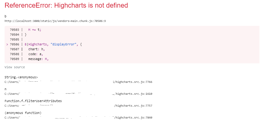 Error happened under development: Error "Highcharts is not defined" thrown when invalid HTML ...