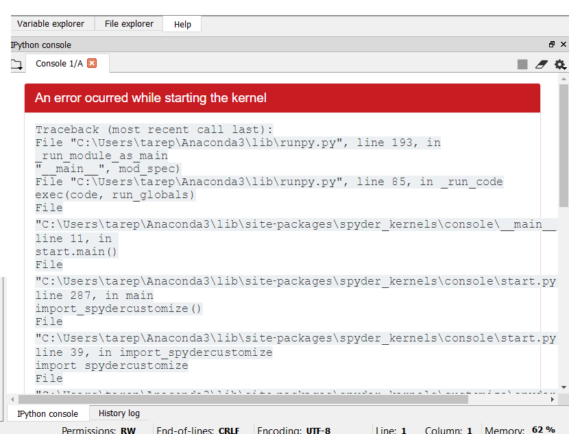 Error Occured While Starting The Kernel In Spyder · Issue 10758 · Spyder Idespyder · Github