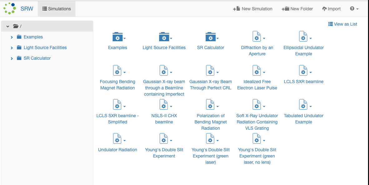 SRW showing examples at top level and in Examples folder · Issue #2094 · radiasoft/sirepo · GitHub