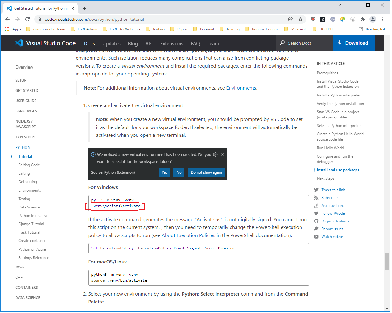 Improve the document: Getting Started with Python in VS Code · Issue #5088 · microsoft/vscode ...