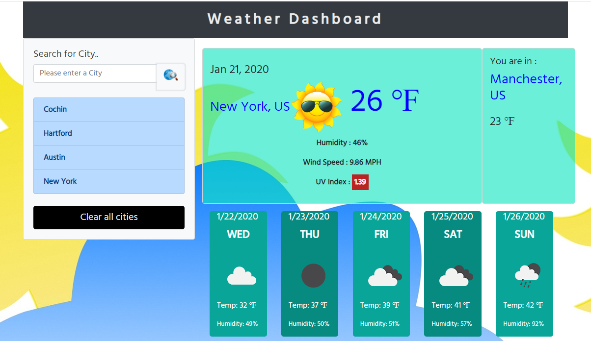 GitHub - smaji08/Weather-Dashboard: An app which displays the current ...