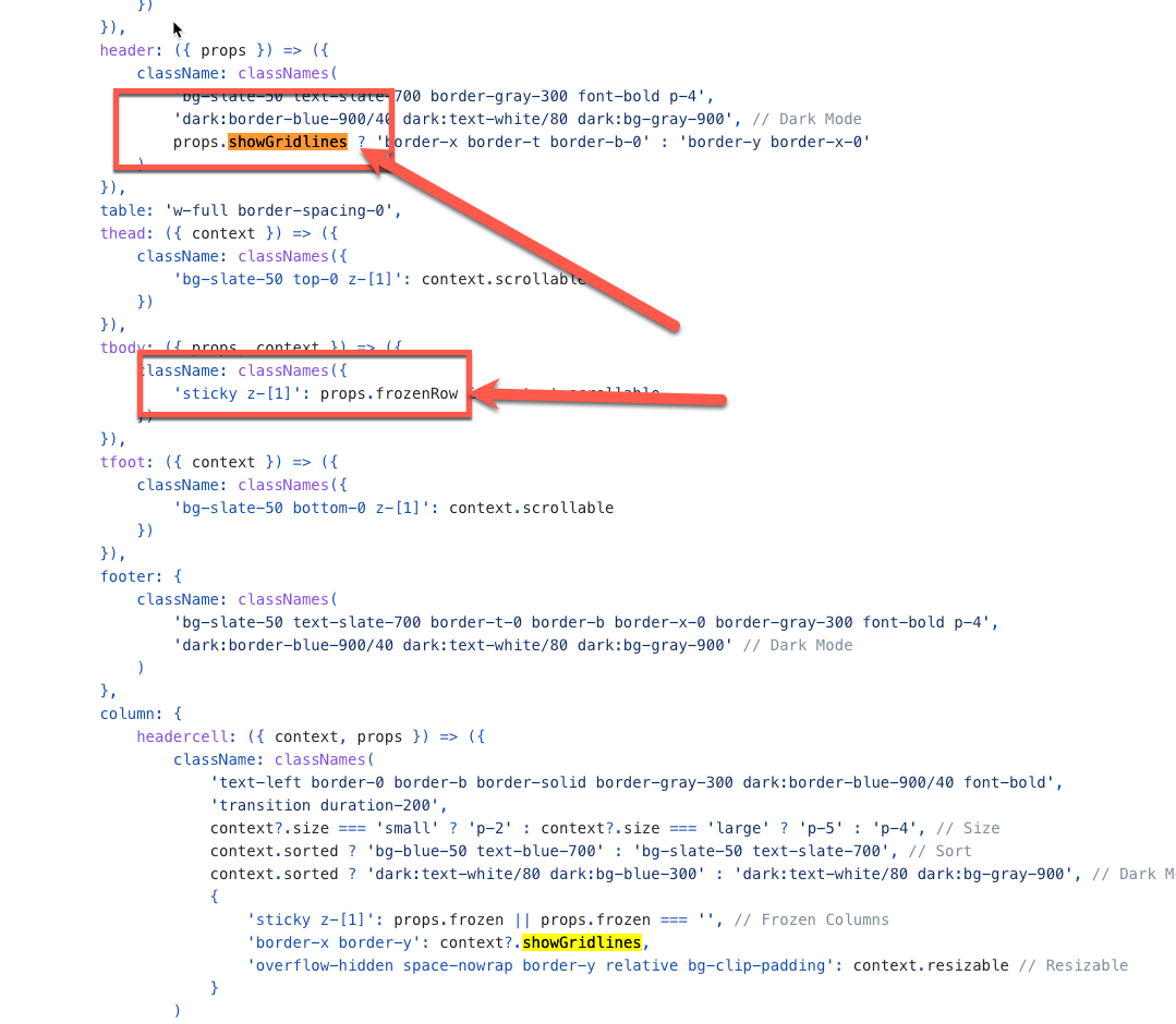Tailwind: Under DataTable theming `props.frozenRow` but are not DataTableProps · Issue #5288 ...