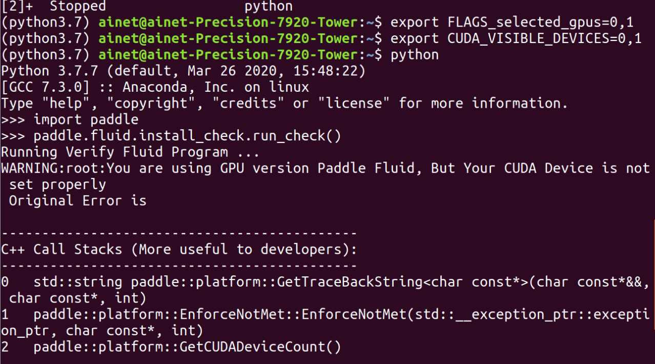 Warningrootyou Are Using Gpu Version Paddle Fluid But Your Cuda Device Is Not Set Properly