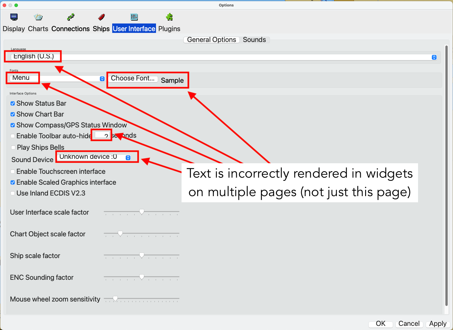 Text in Options windows doesn't render properly · Issue #2644 · OpenCPN/OpenCPN · GitHub