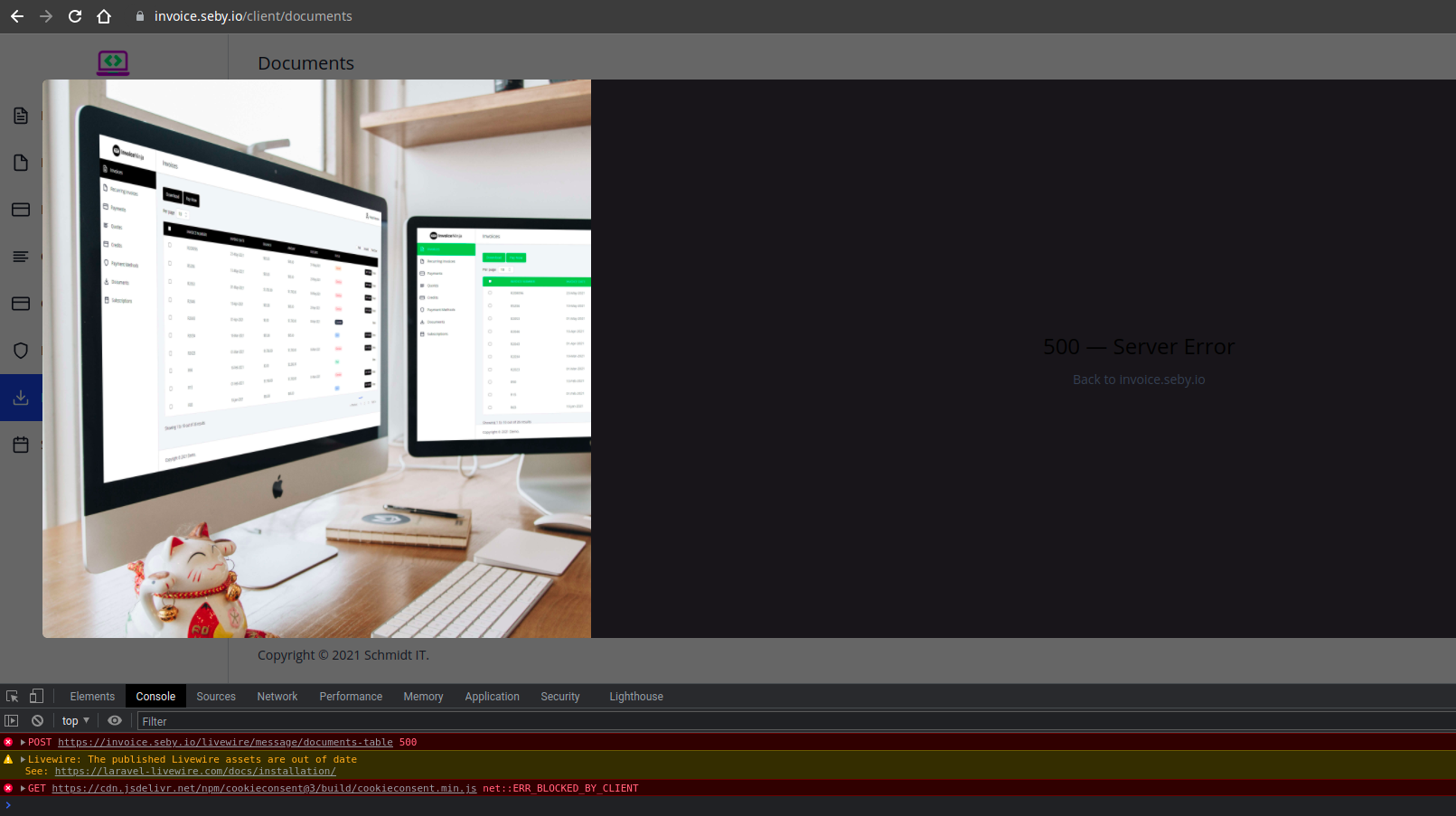 Viewing Documents (such expenses) as a client errors out · Issue #6690 · invoiceninja ...