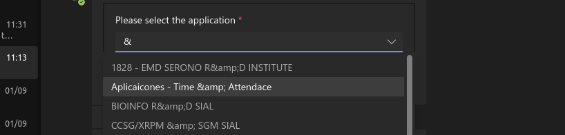 [MSTeams][Desktop] "&" character turns in to "&" in Input.ChoiceSet · Issue #3894 · microsoft ...