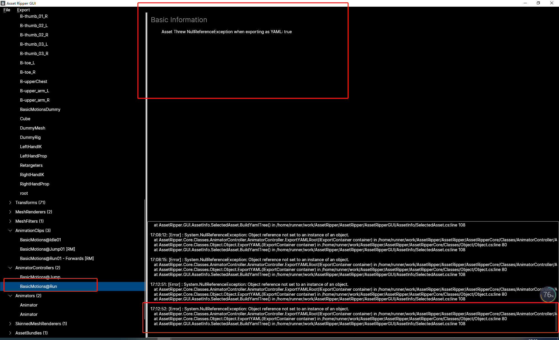 [Bug]: GUI Selected Asset Null Reference Exception · Issue #82 · AssetRipper/AssetRipper · GitHub