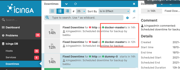 Downtime list redudant information · Issue #354 · Icinga/icingadb-web · GitHub