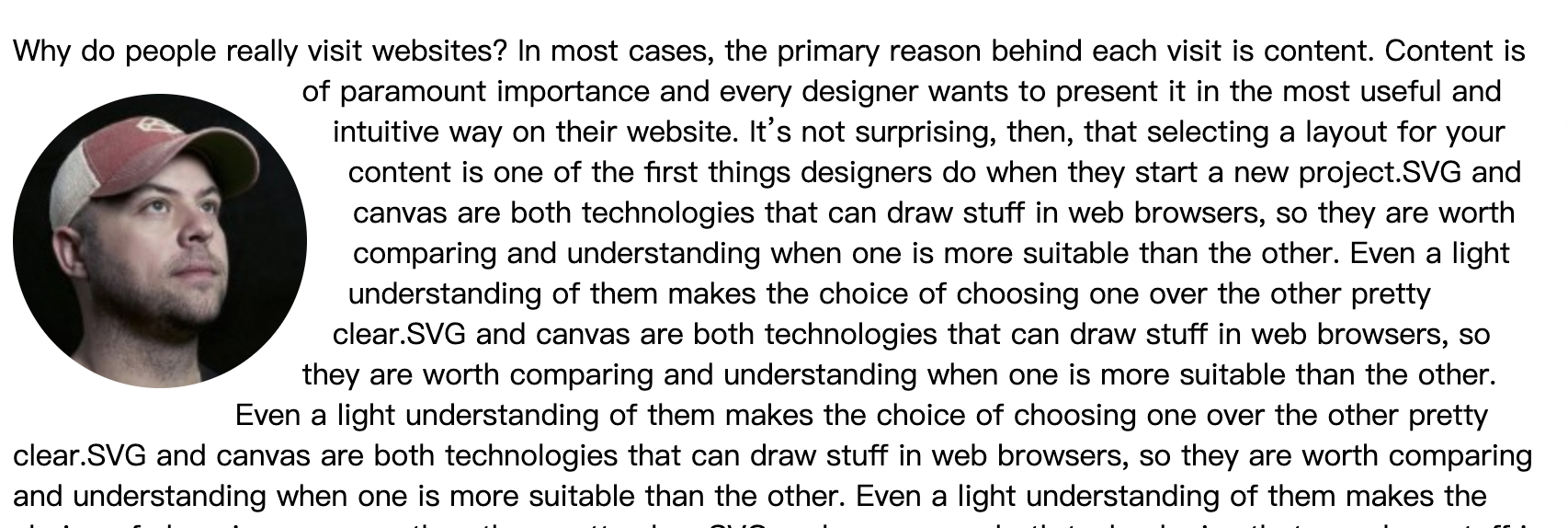 [html] 第342天 编写一个布局，让文字环绕在图片的周围 · Issue #2111 · haizlin/fe-interview · GitHub