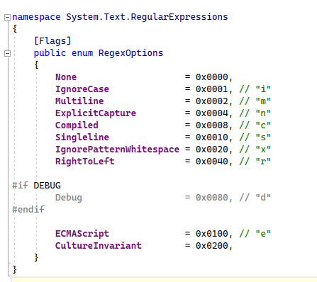 C# regex flags as enum members · Issue #1862 · firasdib/Regex101 · GitHub