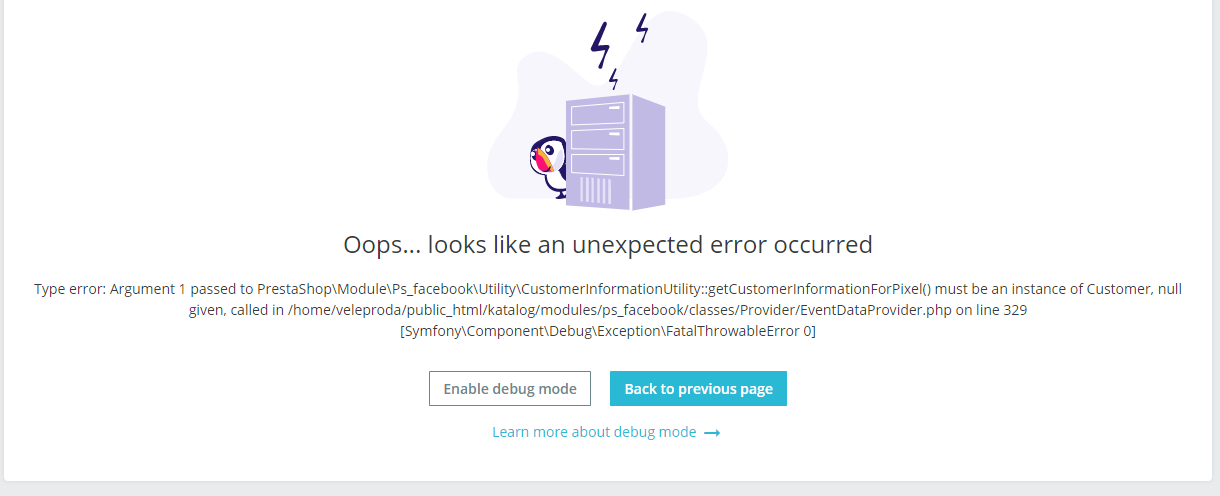 Error when sending message to customer + PS Facebook module · Issue ...