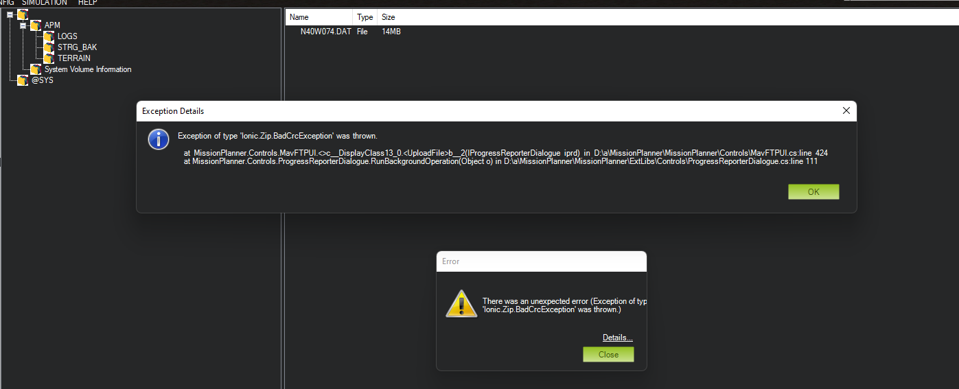 MP MAVFtp file upload issue · Issue #2940 · ArduPilot/MissionPlanner · GitHub