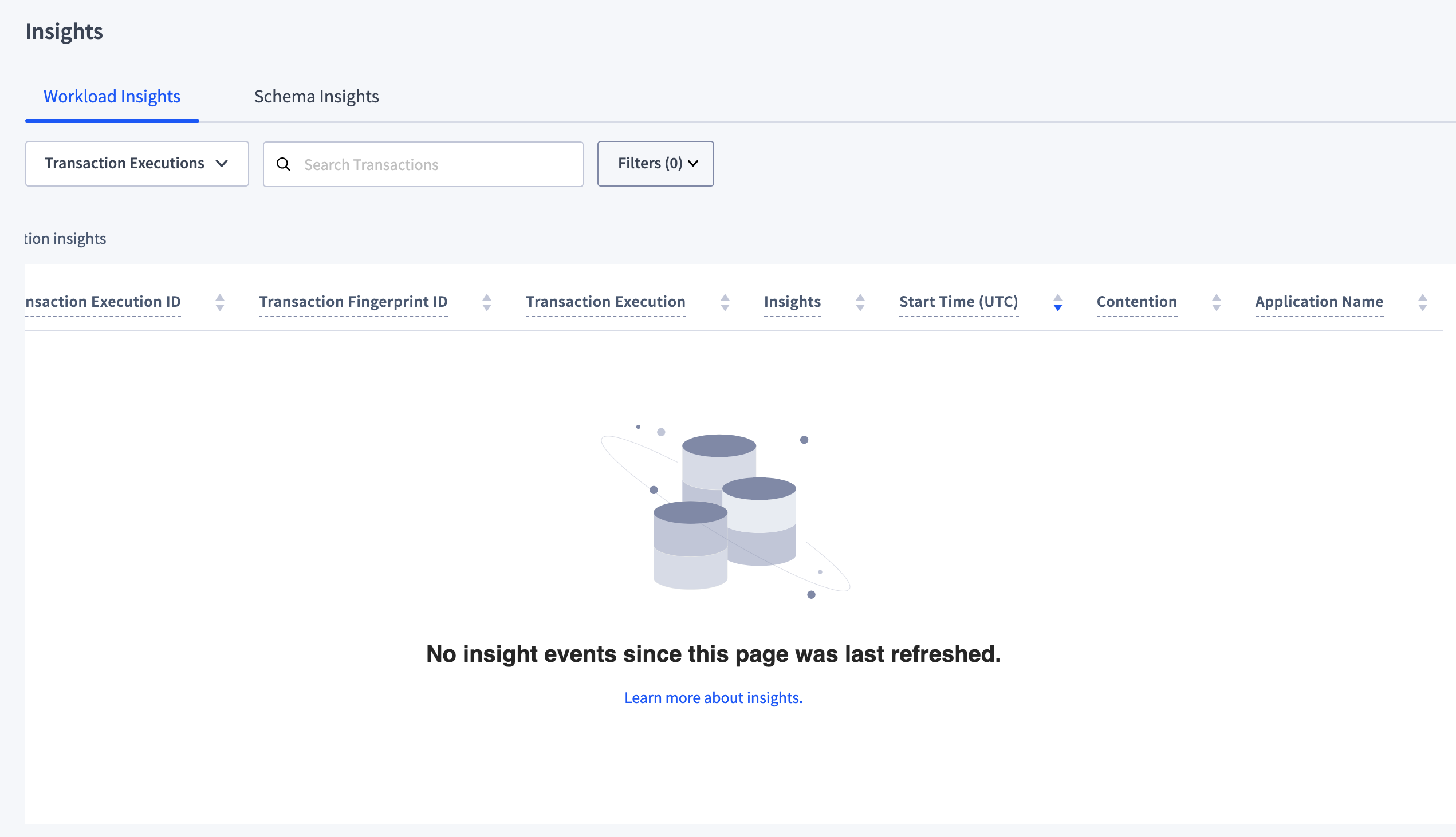 The no insights message should be the same on all pages and should link to the Insights page ...