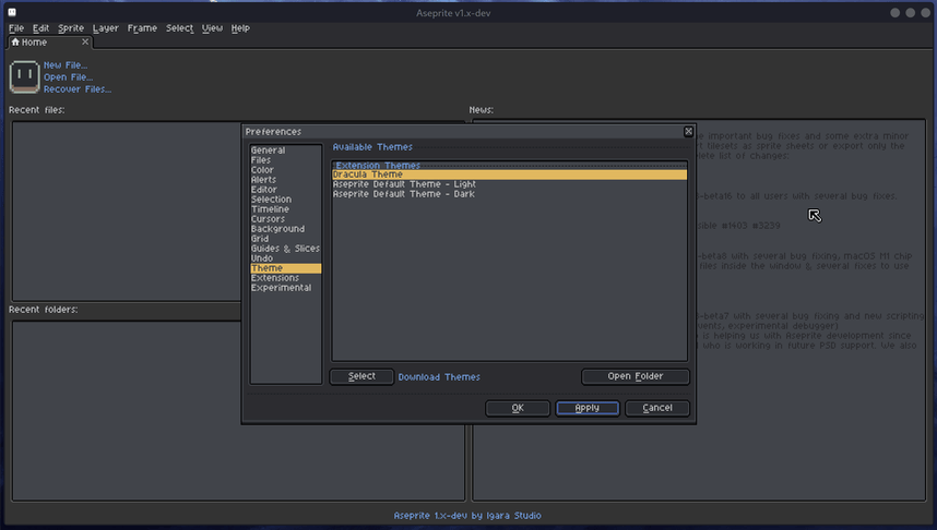Custom Theme Does Not Apply · Issue 3707 · Aseprite Aseprite · Github