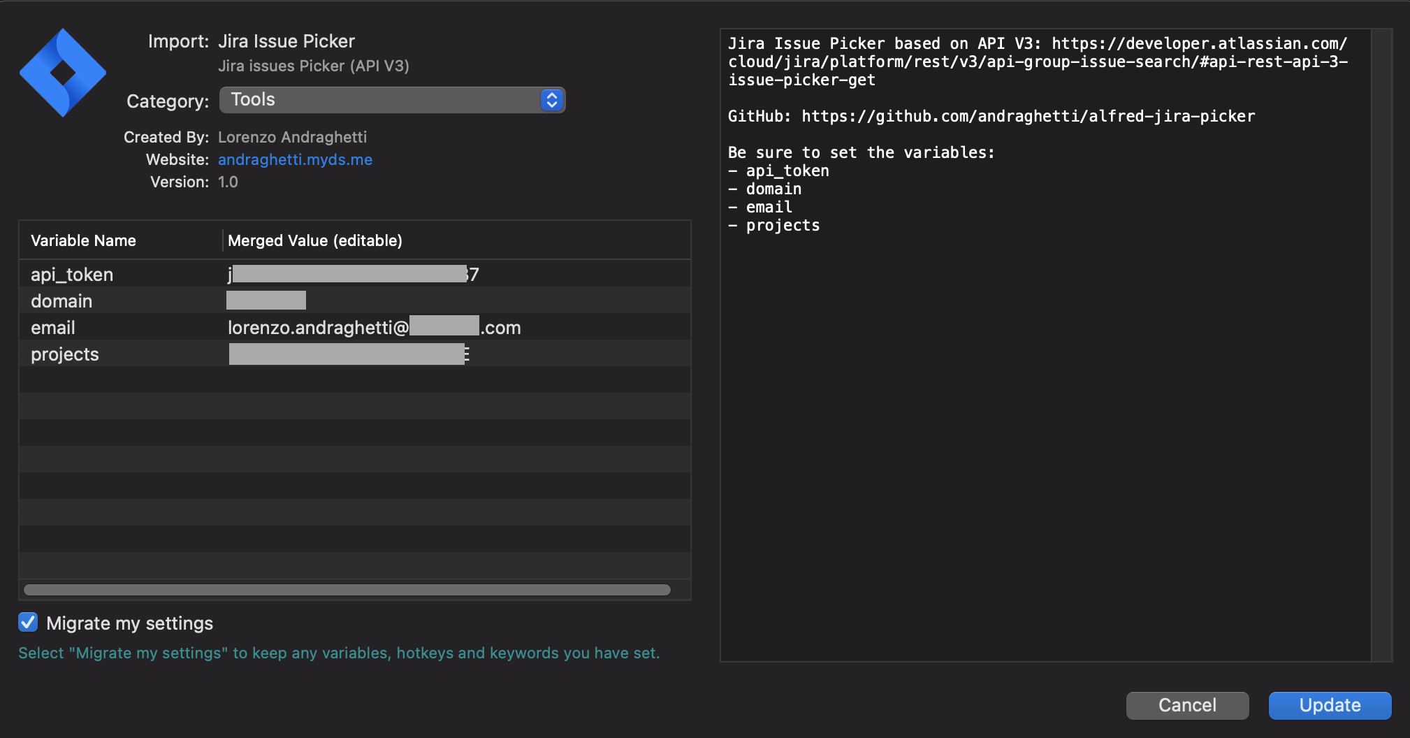 GitHub - andraghetti/alfred-jira-picker: Workflow for Alfred: www.alfredapp.com