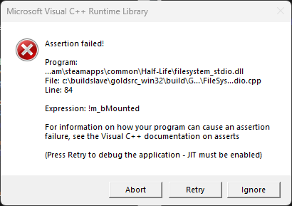 Launching game when Steam is not running triggers assert · Issue #3521 · ValveSoftware/halflife ...