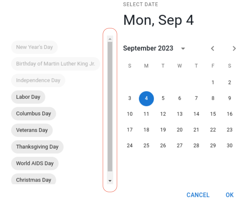 [pickers] Explore A Visually More Appealing Solution To The Scrollbar When Using Many Shortcut