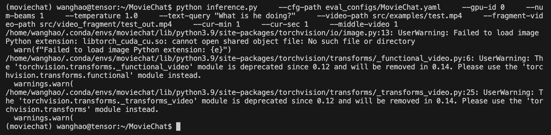 No main funciton in inference.py · Issue #4 · rese1f/MovieChat · GitHub