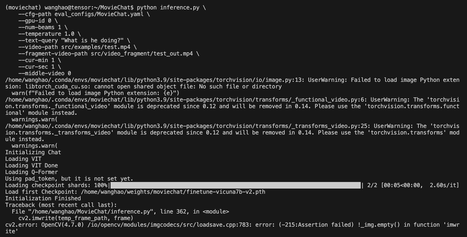 No main funciton in inference.py · Issue #4 · rese1f/MovieChat · GitHub