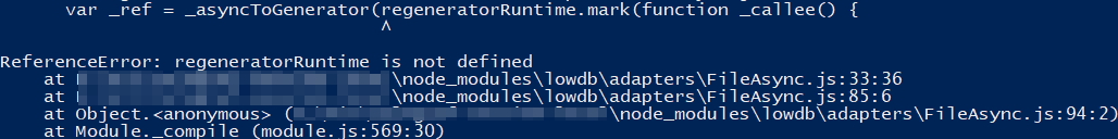 regeneratorRuntime dependency · Issue #209 · typicode/lowdb · GitHub
