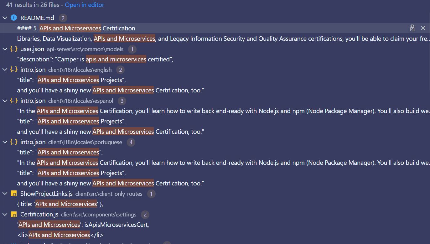 Rename APIs and Microservices to include "Backend" · Issue #42444 · freeCodeCamp/freeCodeCamp ...