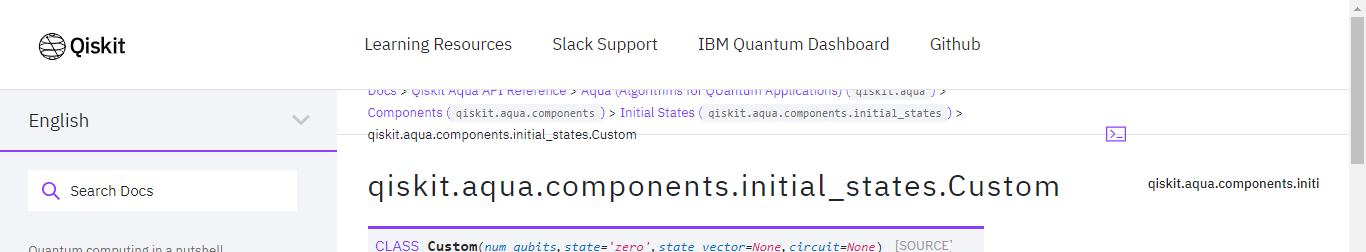 Miss Alignment in qiskit.aqua.components.initial_states.Custom.html ...