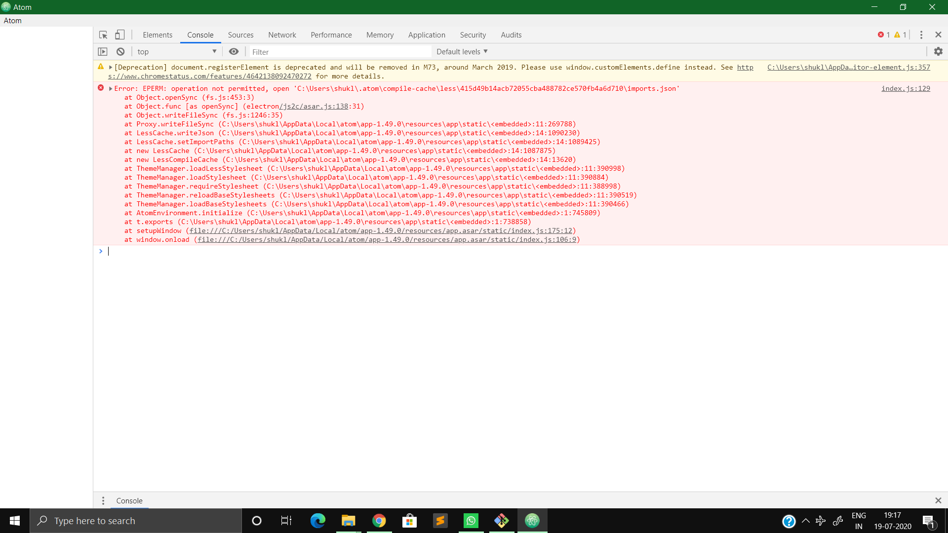 Cant open Atom all of a sudden (screenshot attached) · Issue #21073 · atom/atom · GitHub