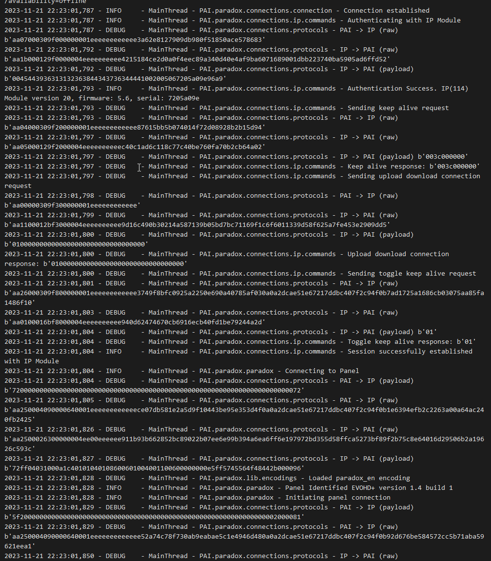 EVOHD+ unable to connect · Issue #410 · ParadoxAlarmInterface/pai · GitHub