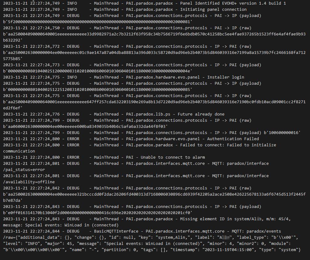 EVOHD+ unable to connect · Issue #410 · ParadoxAlarmInterface/pai · GitHub