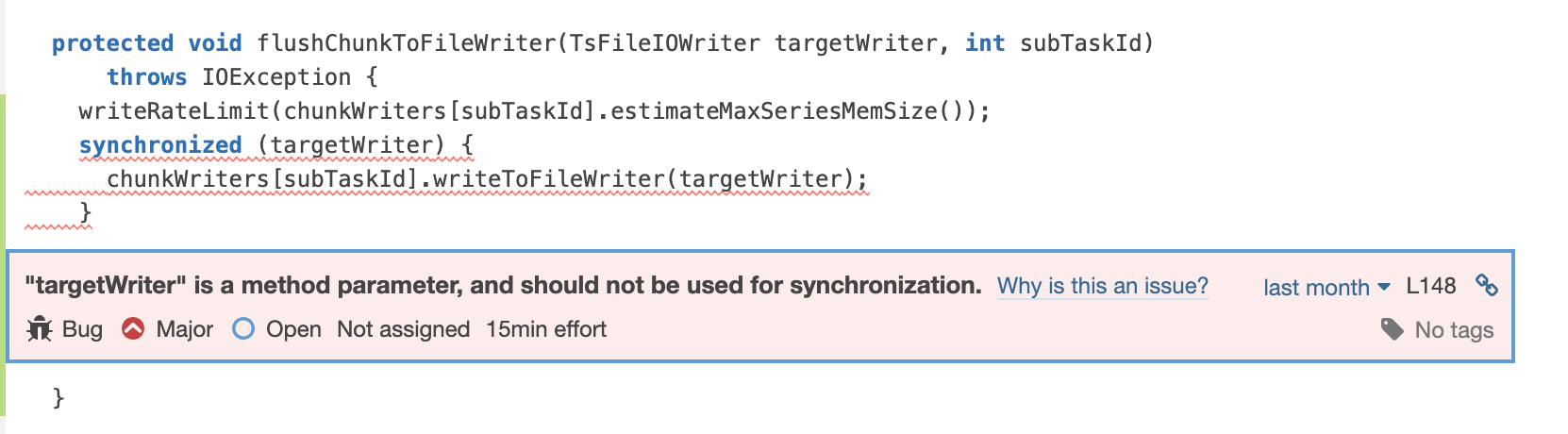 "targetWriter" is a method parameter, and should not be used for synchronization. · Issue #5884 ...