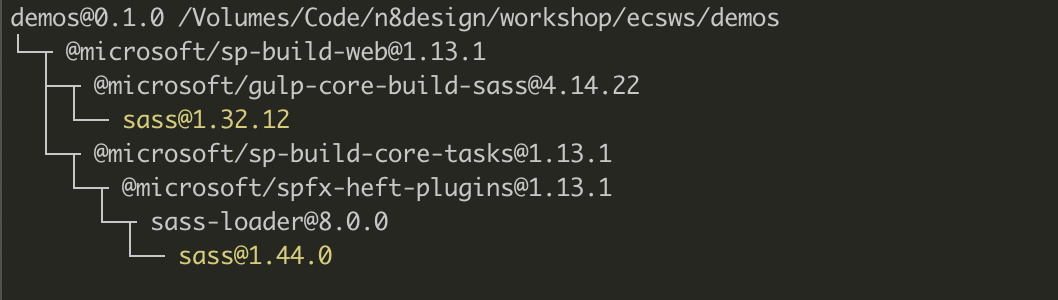 [@microsoft/gulp-core-build-sass@4.14.22][@microsoft/sp-build-core-tasks@1.13] Outdated SASS ...