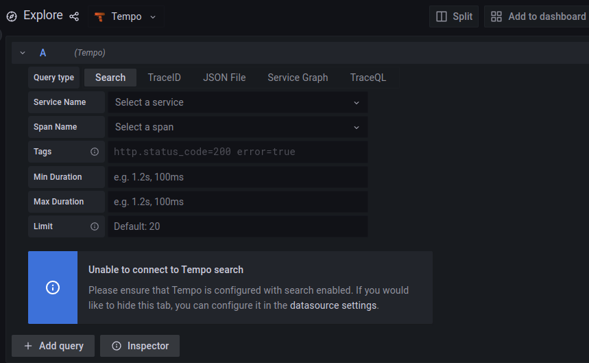 Tempo search doesn't seem to be working from the examples · Issue #2193 · grafana/tempo · GitHub