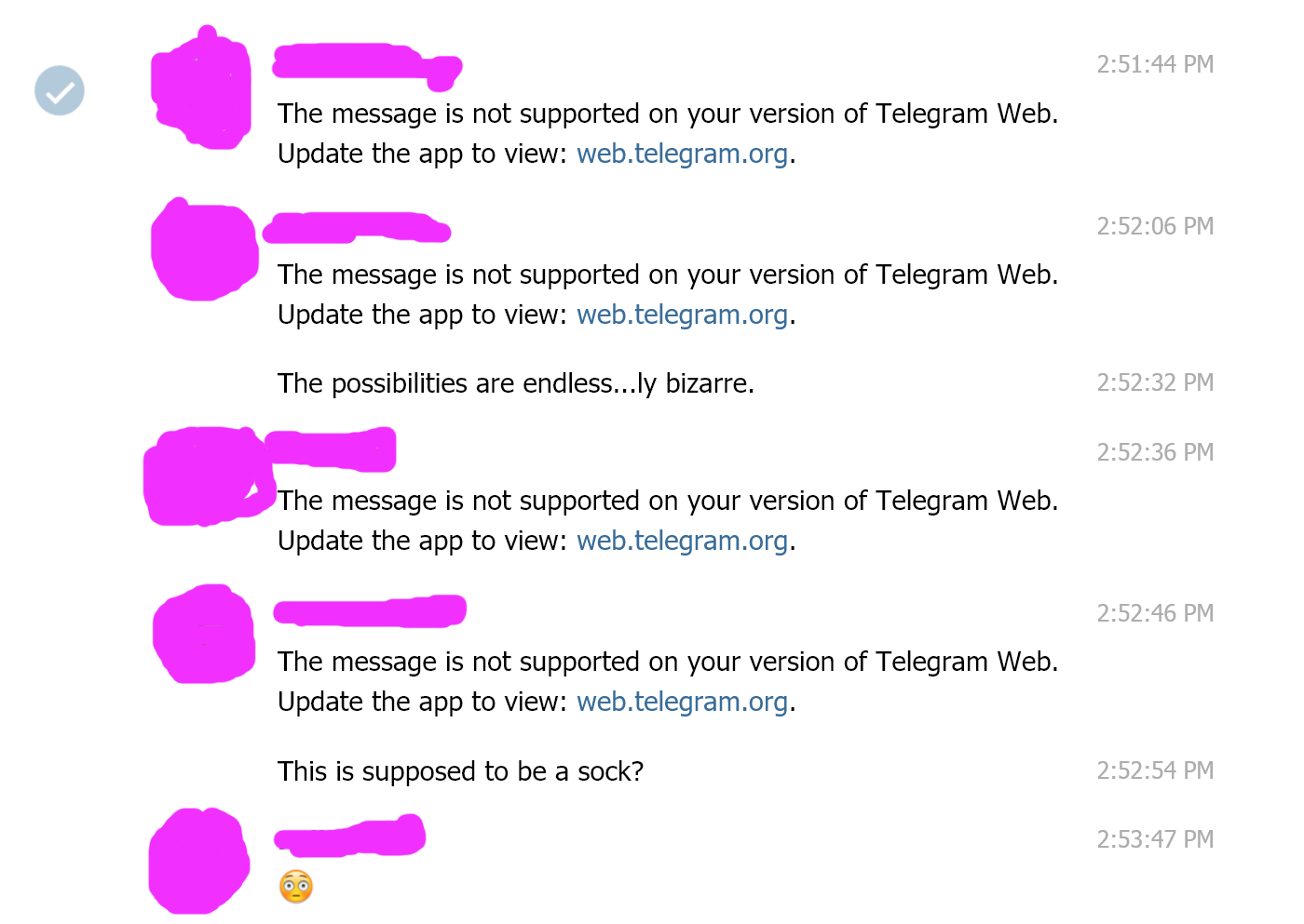 Stickers posted to group chat from Android and iOS clients show "The ...