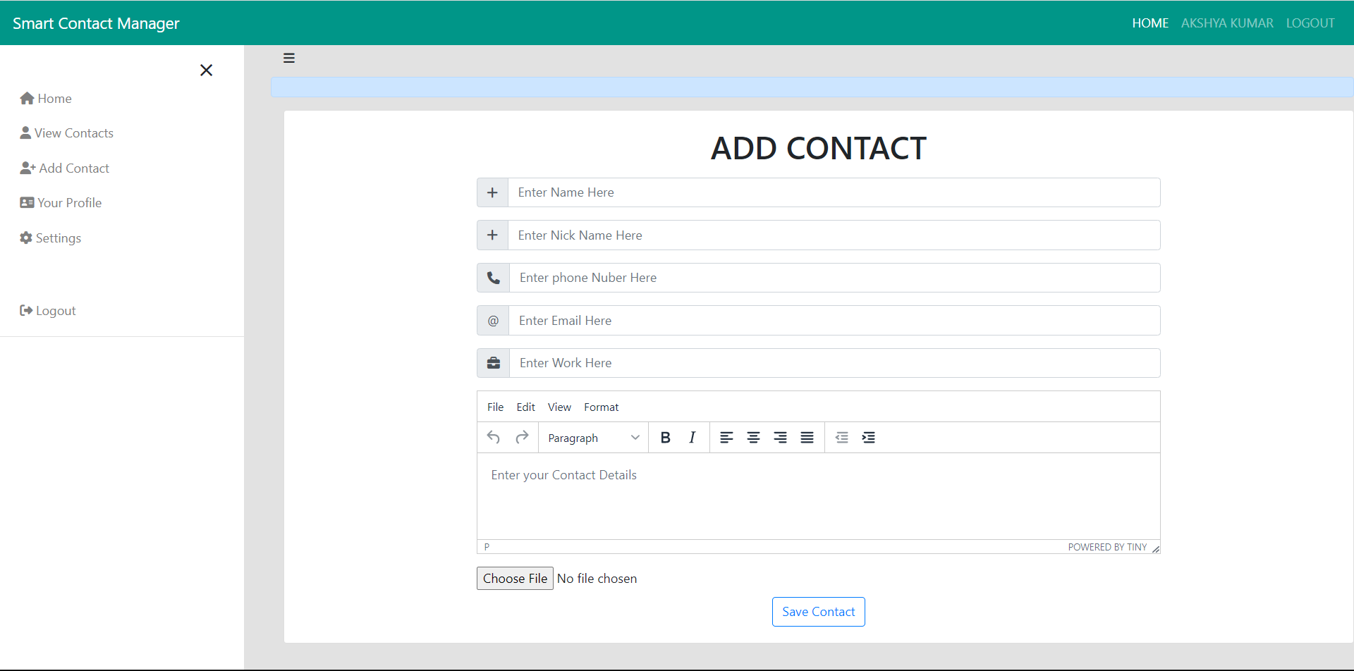 Github Markandameher Smart Contact Manager