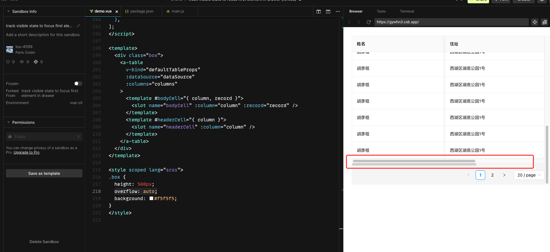 table表格使用sticky属性后，出现底部滚轴不自动吸顶，或者滚动到底部出现两个横向滚轴的情况 · Issue #6881 · vueComponent/ant-design-vue ...