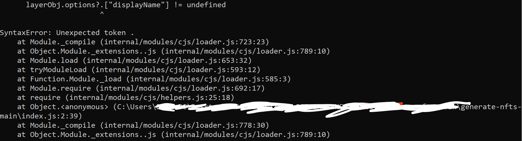 node index.js err · Issue #1441 · HashLips/hashlips_art_engine · GitHub