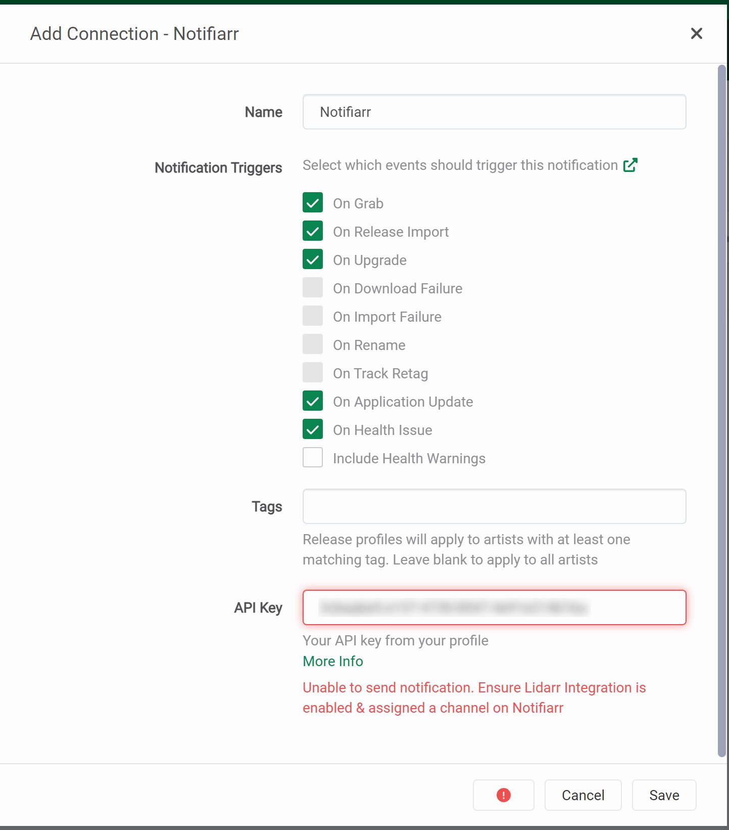 Valid Notifarr API key refused as Invalid · Issue #25 · youegraillot/lidarr-on-steroids · GitHub
