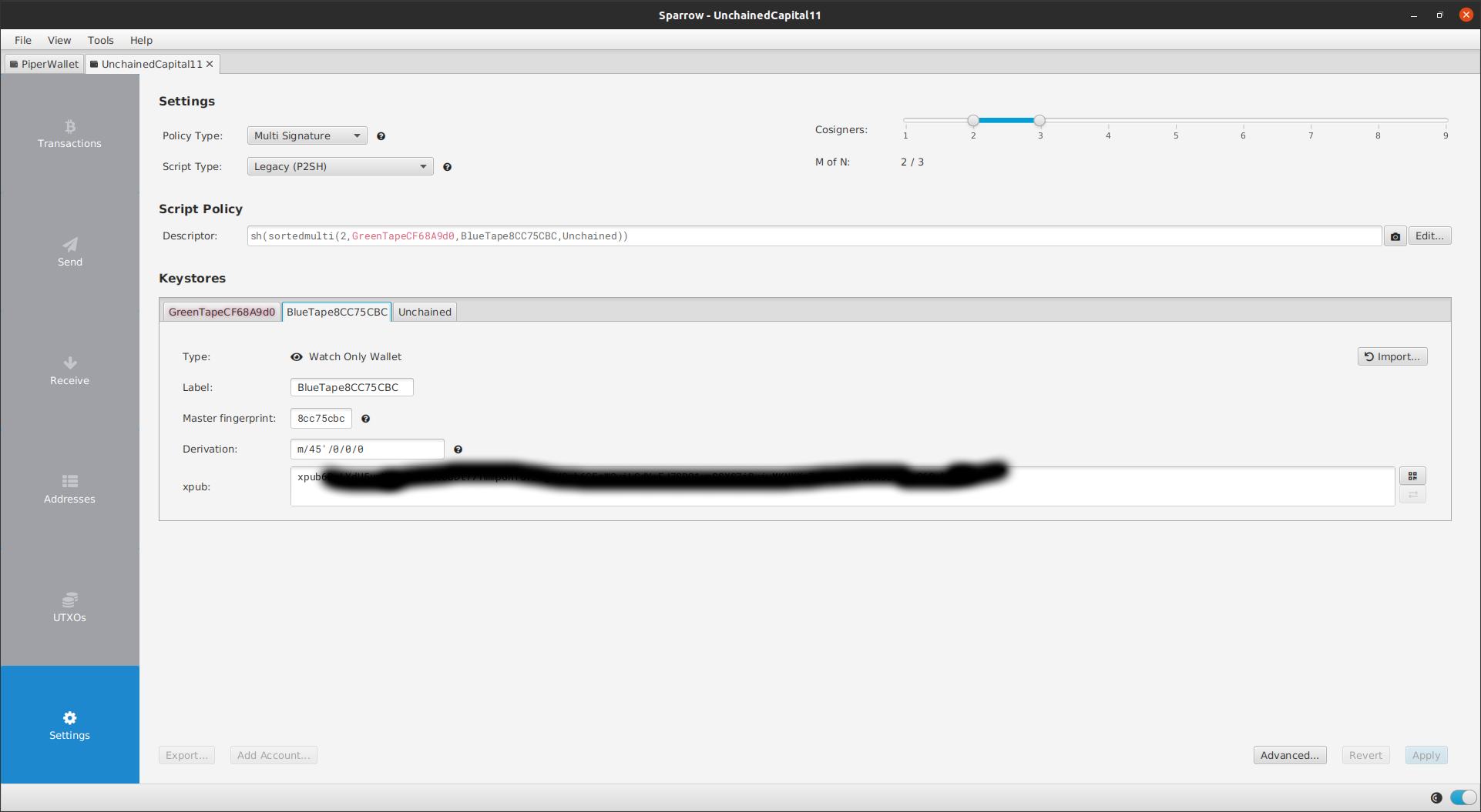 Unable to import Unchained Capital/Caravan wallet · Issue #318 · sparrowwallet/sparrow · GitHub