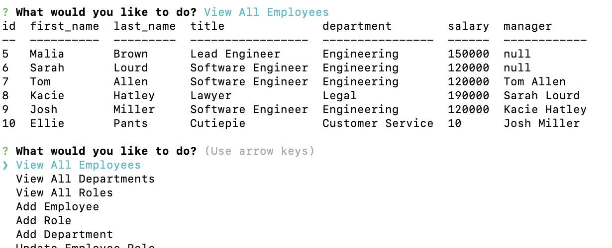 GitHub - kaciehatley/employee-tracker: Back-end employee management system built with MySQL and ...