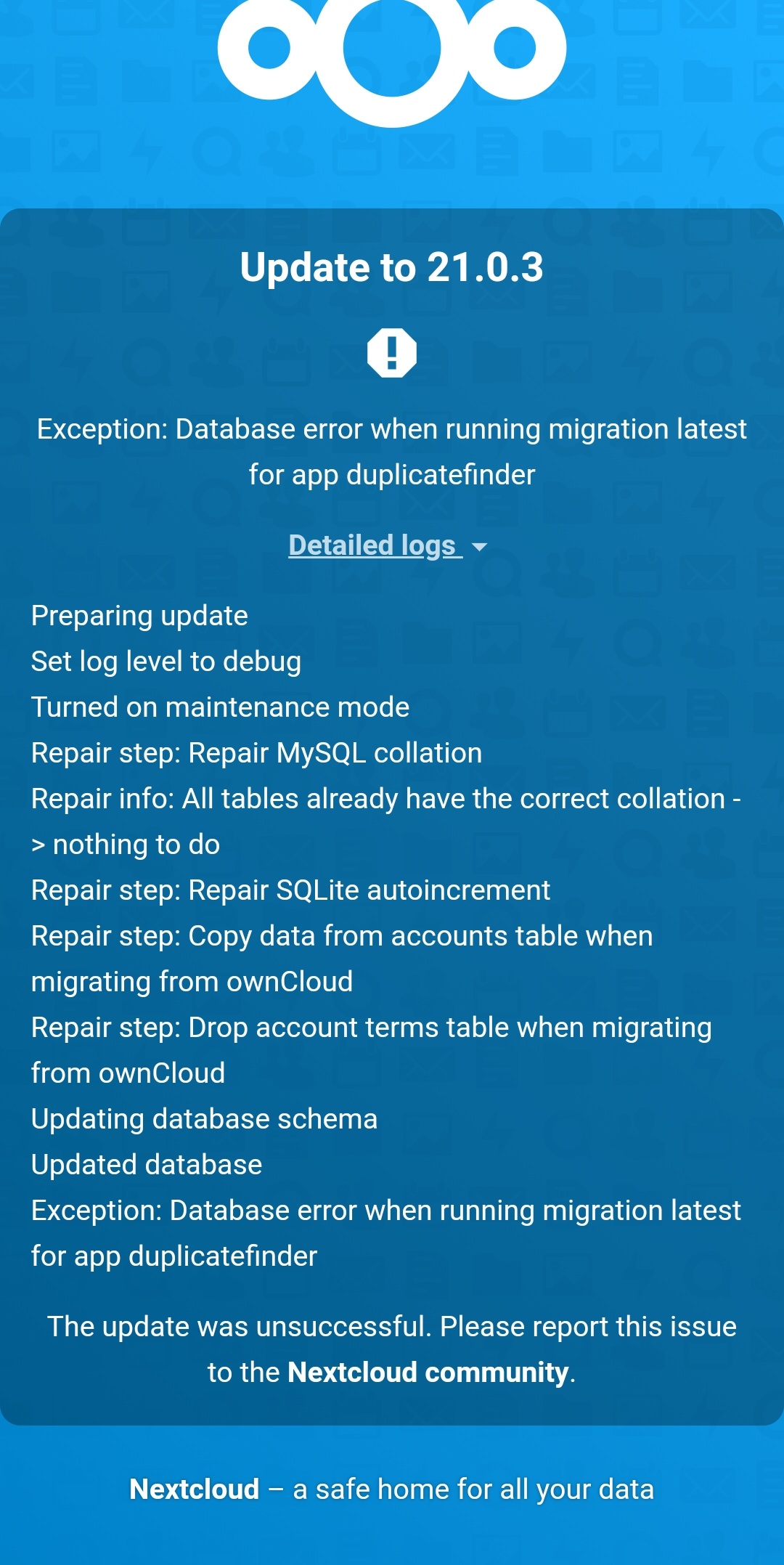 Automatic upgrade of Nextcloud to 21.0.3snap1 breaks Apache, PHP-FPM, MySQL from loading · Issue ...