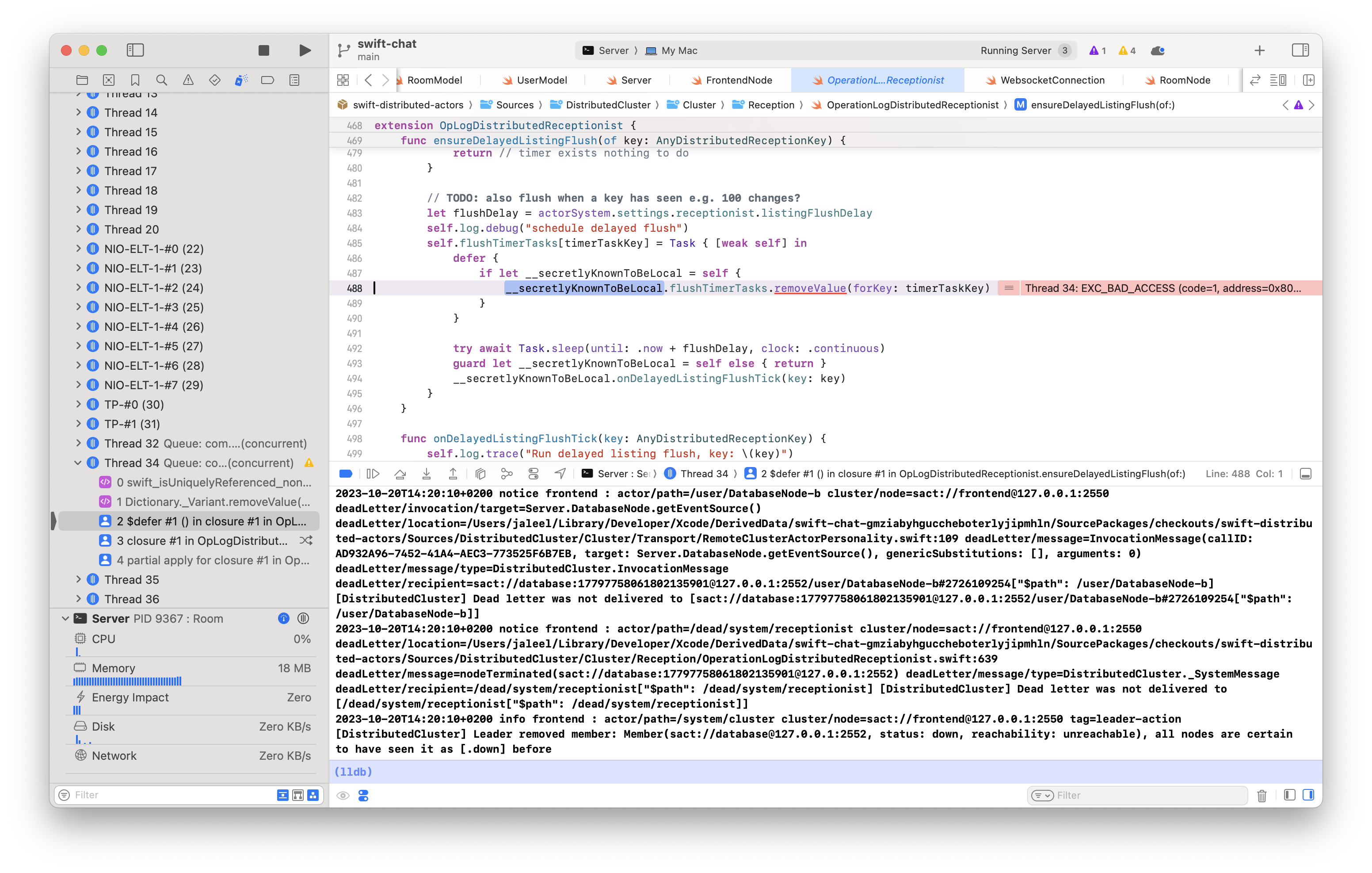 EXC_BAD_ACCESS in OpLogDistributedReceptionist · Issue #1140 · apple/swift-distributed-actors ...