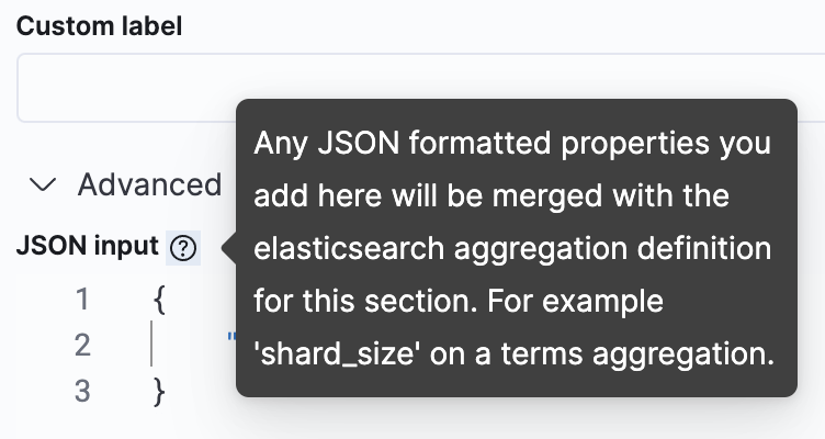 Docs Spacetime Document The Json Input Box In Kibana Aggregation Based Visualizations