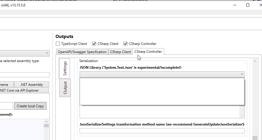 NSwagStudio: Generate DTO, Combobox for "JSON Library" is empty · Issue #3844 · RicoSuter/NSwag ...
